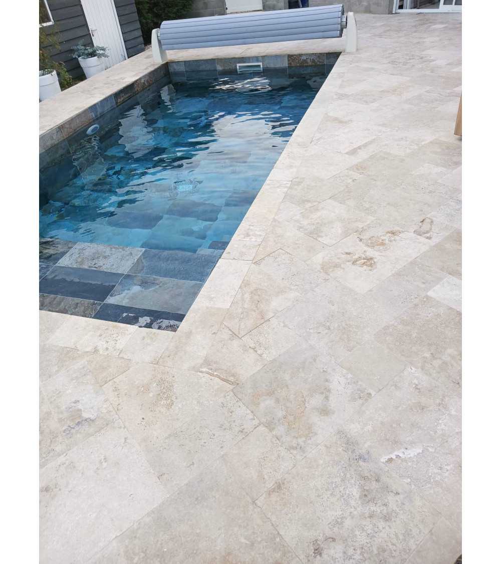 Travertin light mix terrasse extérieur , tour de piscine